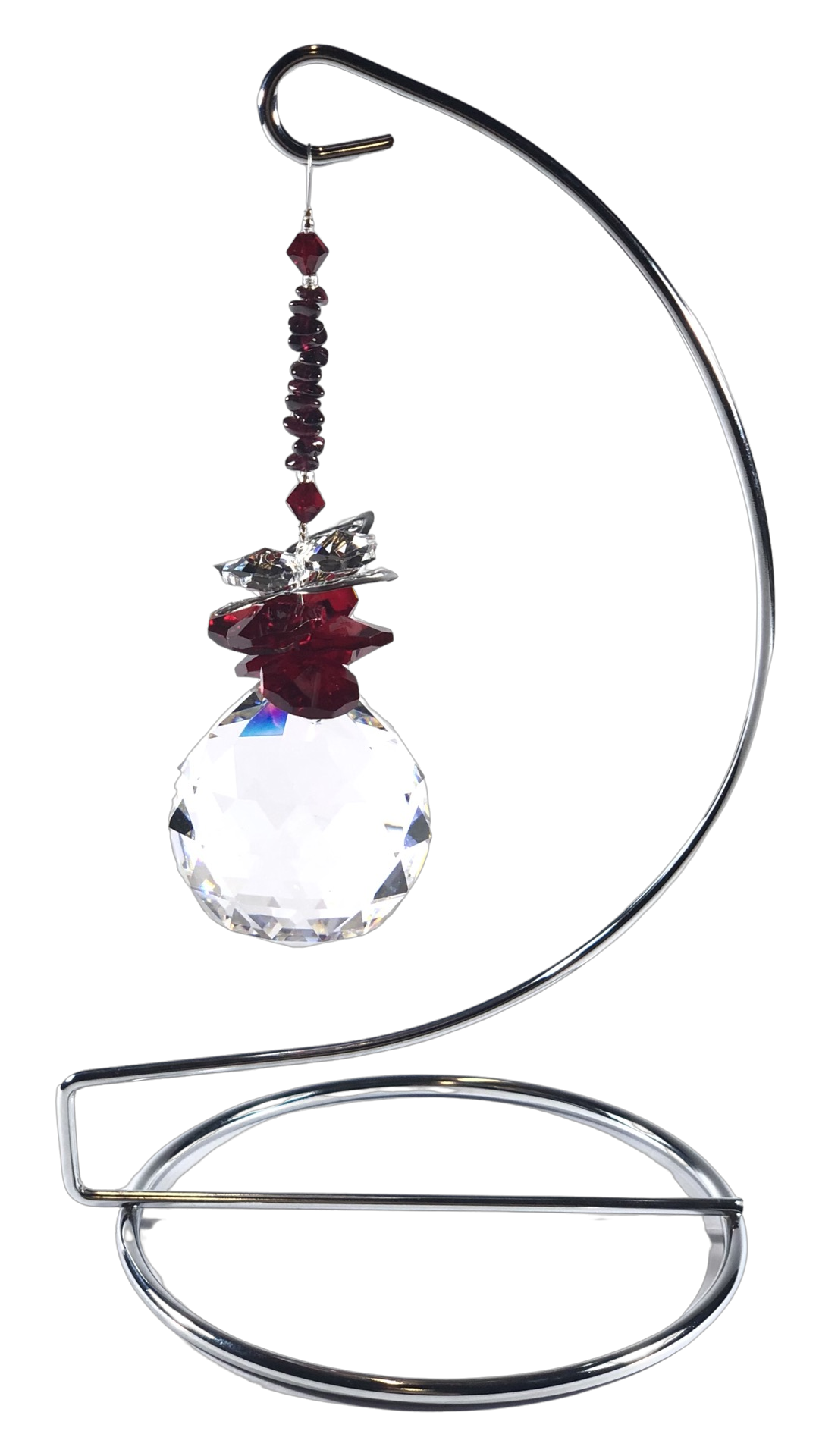 Butterfly - red crystal suncatcher is decorated with garnet gemstones ...